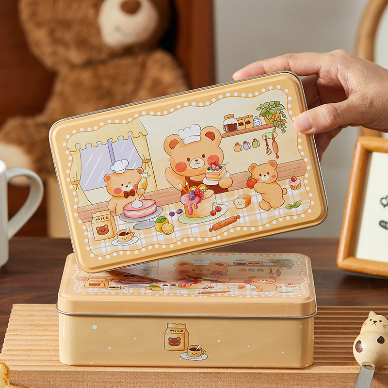 Super cute rectangular tin box for storing tinplate cookies, a new ...