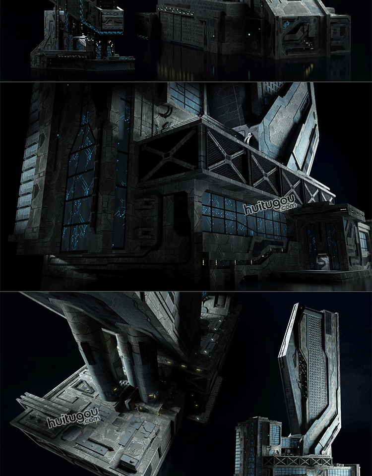 PBR科幻未来概念工业建筑3d模型Kitbash3D-Sci-Fi Industrial - KitBash3D模型 - 绘图狗-设计灵感素材集散地