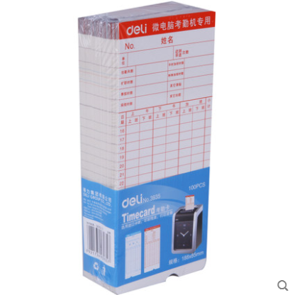 [USD 7.41] Time Card Timing Paper 3935 Employee Attendance Card Paper ...