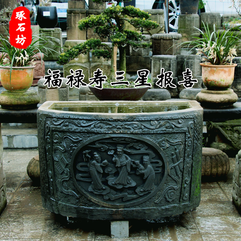 Old stone vat door sea courtyard chinoiserie stone carving flower pot ...