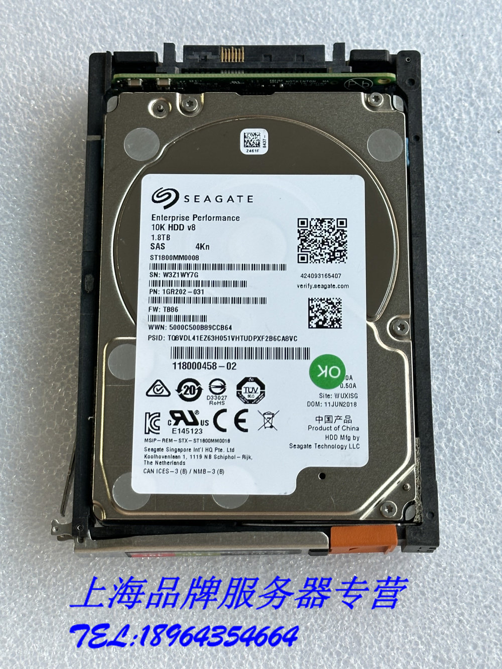 EMC 005051636 Unity D3-2S10-1800 1.8T 10K 2.5寸 SAS 存储硬盘