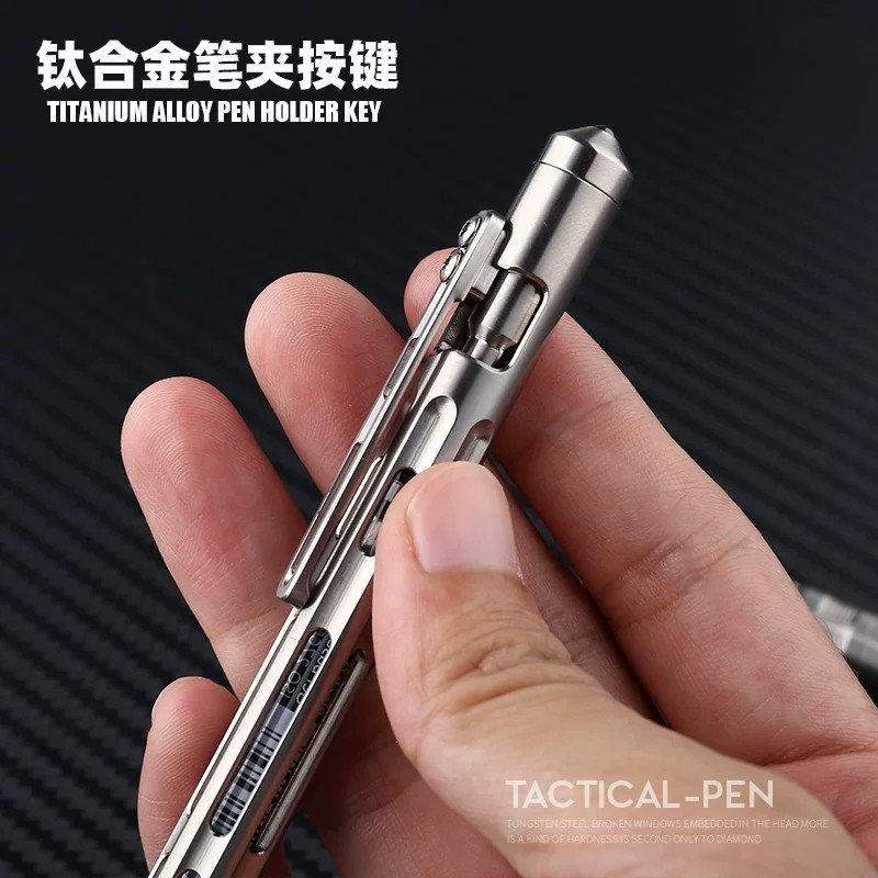 Titanium alloy automatic signature pen Multifunctional tactical pen ...