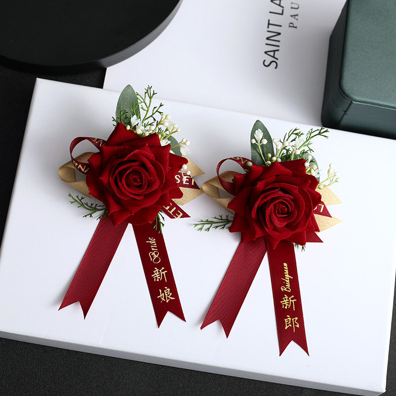 A must-have for weddings! burgundy personalized welcome corsages ...