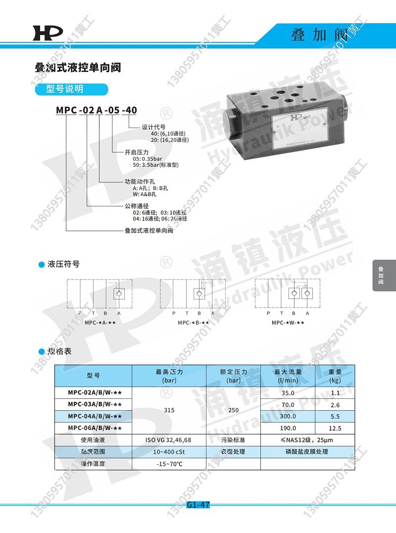台湾涌镇HP液控单向阀MPC-02W-05-40 MPC-02W-50 MPC-02A MPC-02B-阿里巴巴
