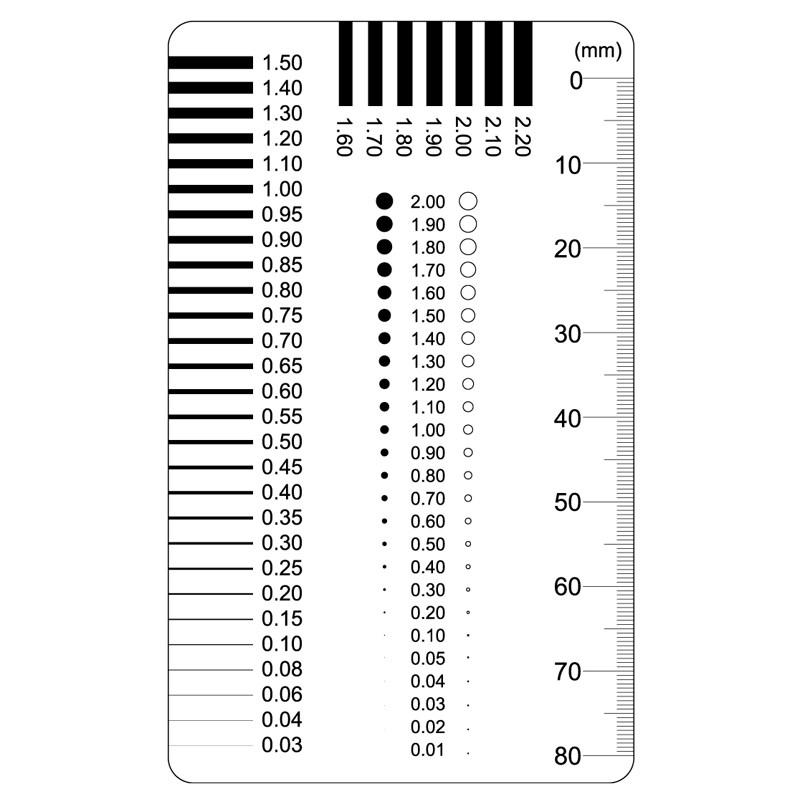 Badge gauge, film ruler, point gauge, line gauge, Stain crack, contrast ...