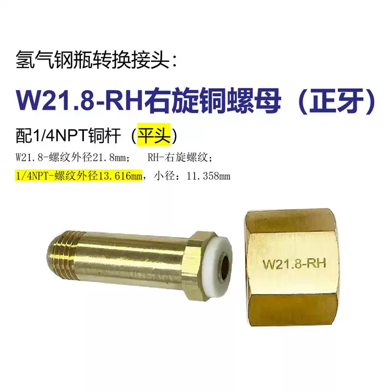 W21.8LH反牙螺母進氣接頭減壓閥配件氫氣W21.8RH正牙NPT1/4臺灣牙
