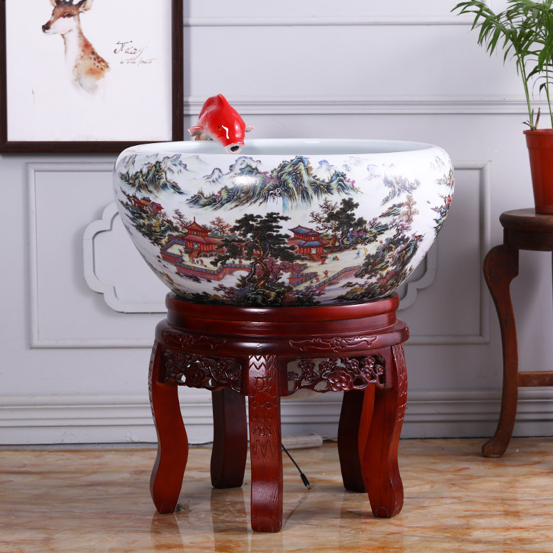 [USD 179.54] Jingdezhen Chinese ceramic large fish tank circulates ...