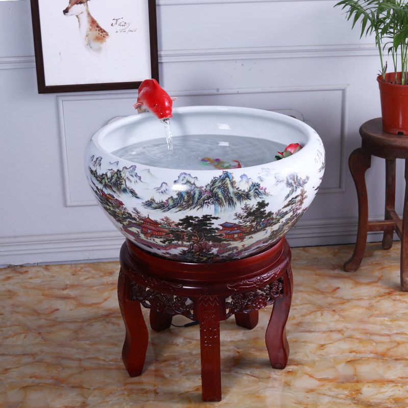 [USD 179.54] Jingdezhen Chinese ceramic large fish tank circulates ...