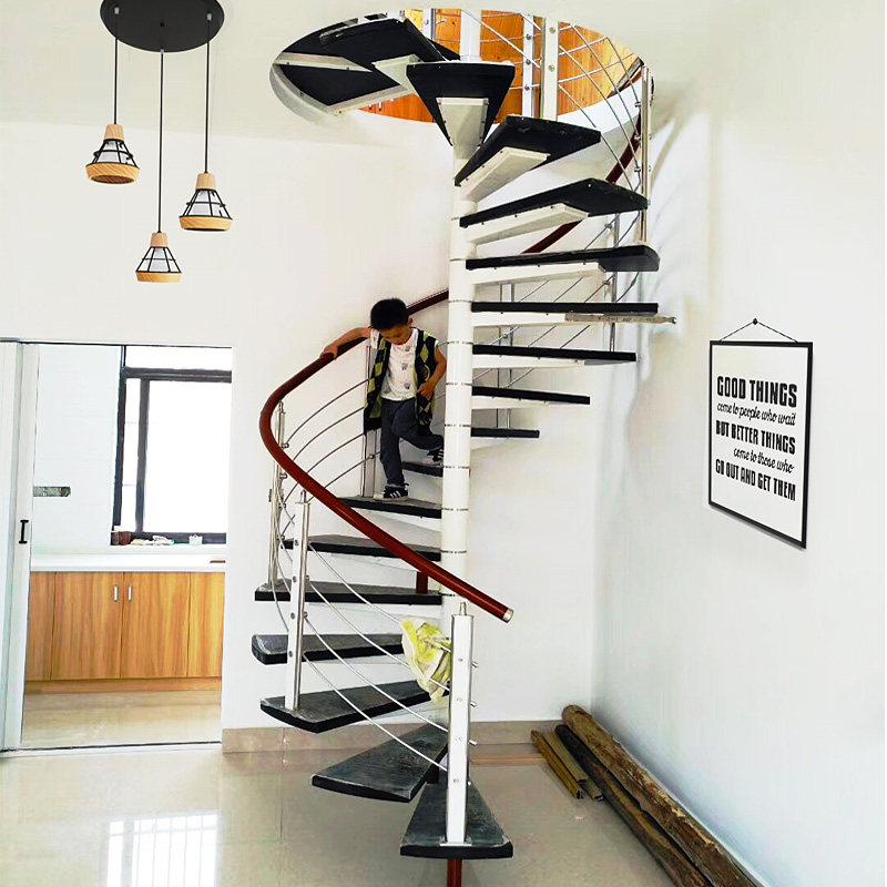 [USD 52.54] Rotating staircase Overall staircase Steel and wood ...