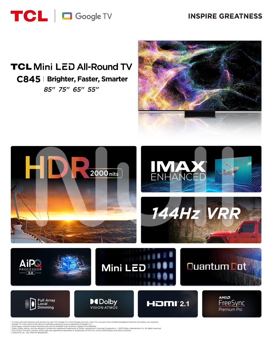 TCL電視 TCL C845 4K QD-Mini LED屏-Taobao