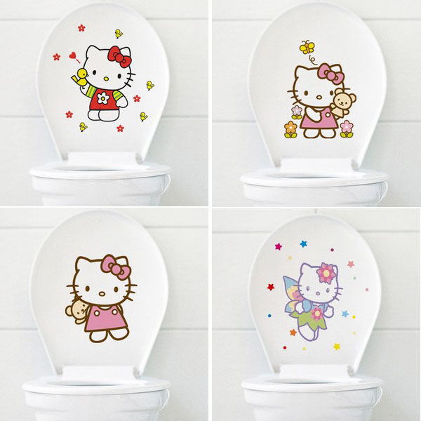 Buy Hello Kitty cute bathroom anti-mildew toilet sticker Kindergarten ...