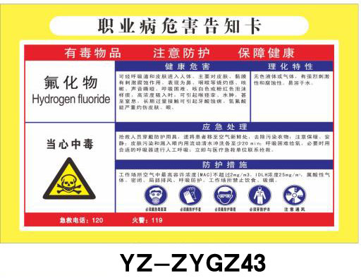 [USD 5.11] Fluoride Occupational Disease Hazard Notification Card ...