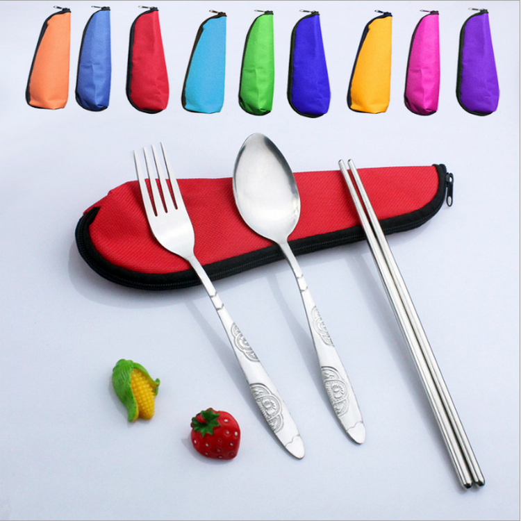 Outdoor travel Stainless steel Portable tableware set Spoon fork ...