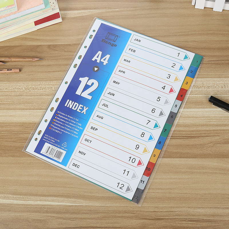 Buy Classified paper 12 color index paper plastic spacer paper 11 hole ...