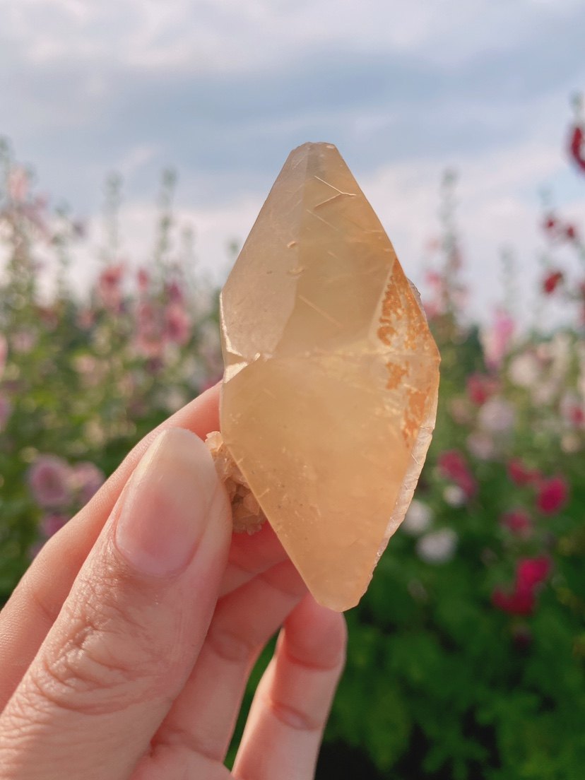 Small stone mineral crystal Mango calcite Rough mineral crystal Yellow ...