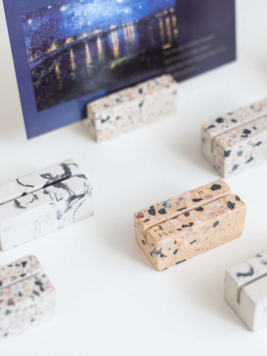 Nordic Simple terrazzo Postcard Holder Desktop Photo Holder Desk Card ...