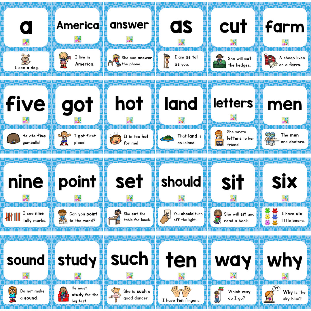 适合英语启蒙孩子：sigh words 全套闪卡 (带简单句子)pdf可下载打印 - 爱贝亲子网