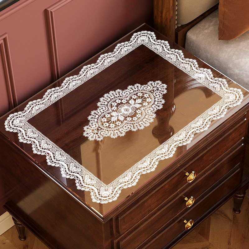 Lace transparent bedside table mat cover waterproof dustproof ...