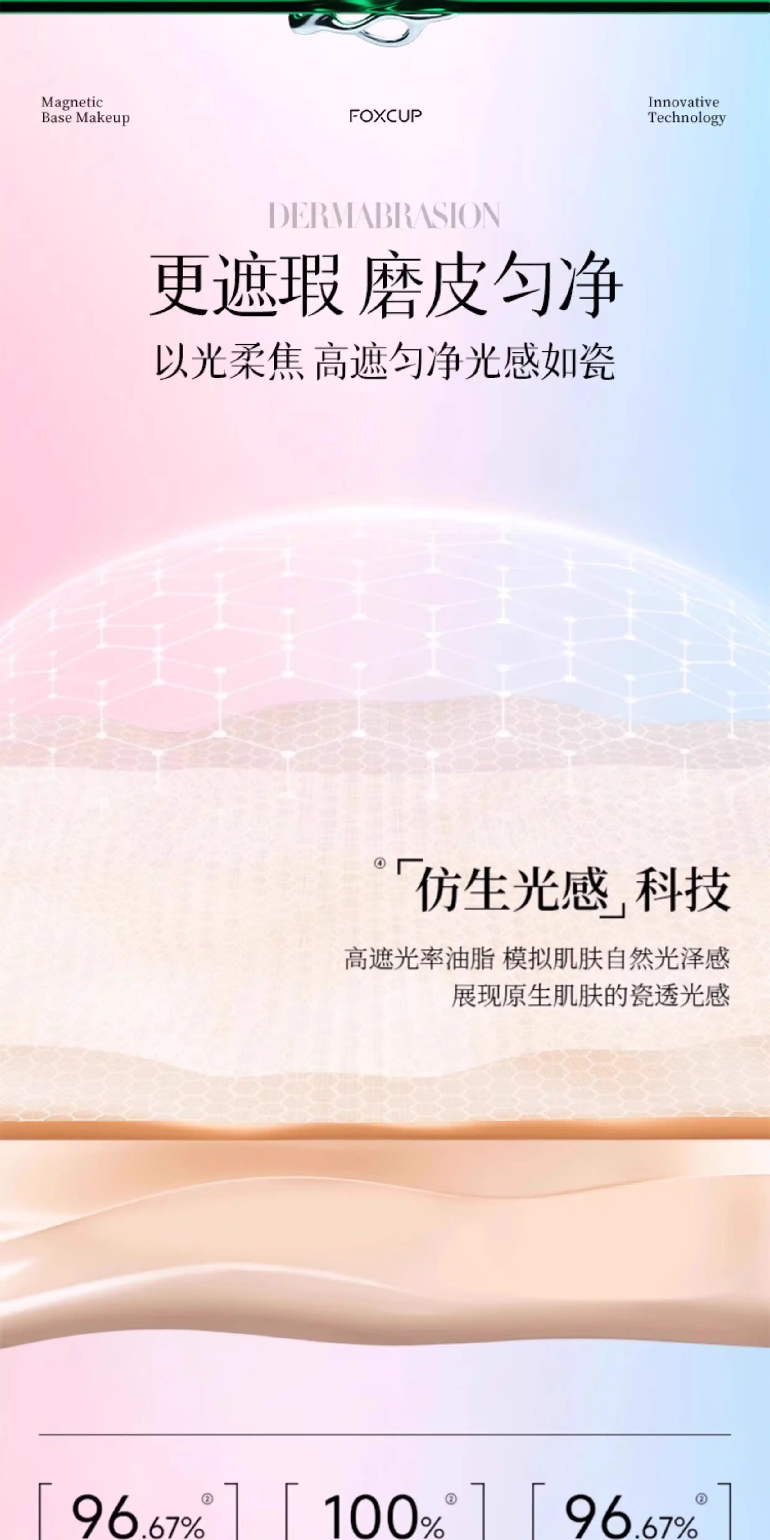 FOXCUP透润无瑕粉底液持妆遮瑕适合所有肤质不脱妆