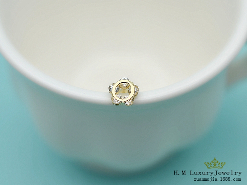 日韩系10K14K黄金饰品镶钻皇冠五瓣花圆圈螺丝款耳骨钉KLS1318-阿里巴巴