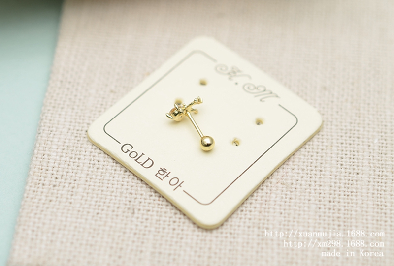 日韩系10K14K黄金饰品镶钻皇冠五瓣花圆圈螺丝款耳骨钉KLS1318-阿里巴巴