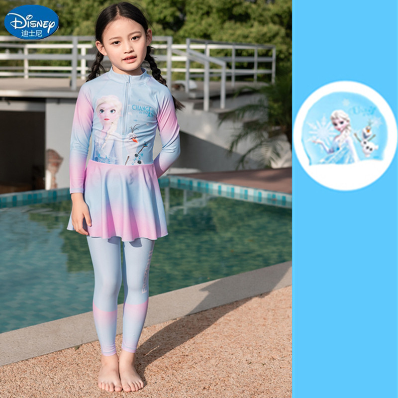 Disney Children's Swimwear Girl's Split Princess Elsa Long Sleeve Big ...