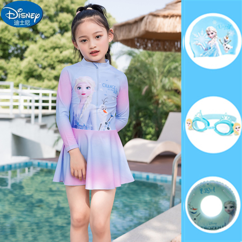 Disney Children's Swimwear Girl's Split Princess Elsa Long Sleeve Big ...