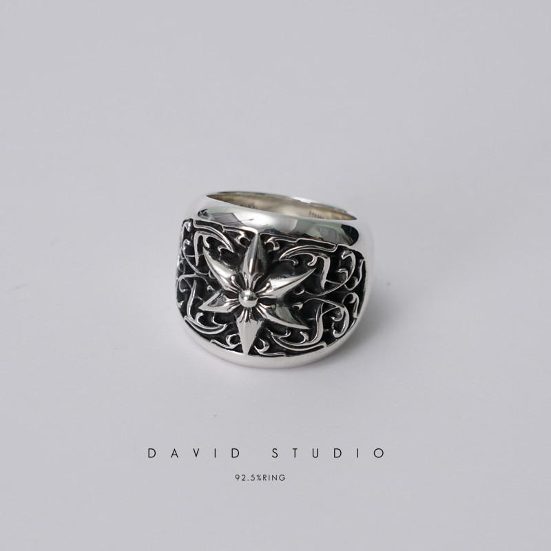 David Studio925纯银六芒星戒指！罗志祥GD同款，男款宽面指环太炸了！-戒指-淘宝好物网