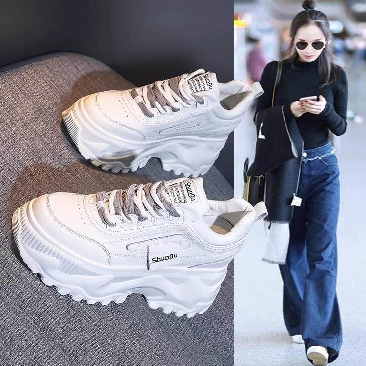 BASIUM吻朵2025春季新款：内增高小白鞋，轻松增高又不失轻盈！-松糕摇摇鞋-淘宝好物网