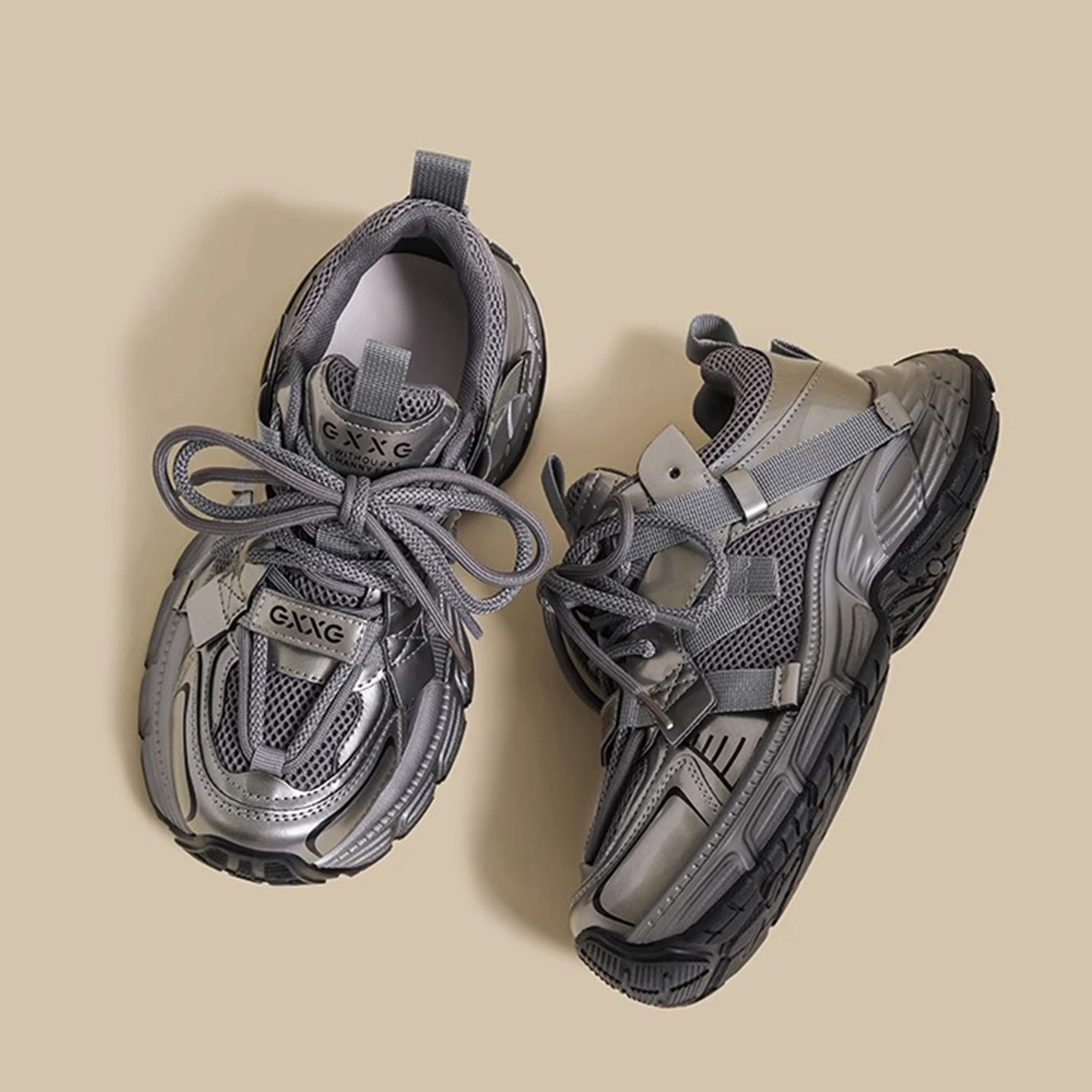 吻朵BASIAM 2025新款枪色老爹鞋：小个子女生的增高神器，穿出炸街范儿！-其它运动鞋-淘宝好物网