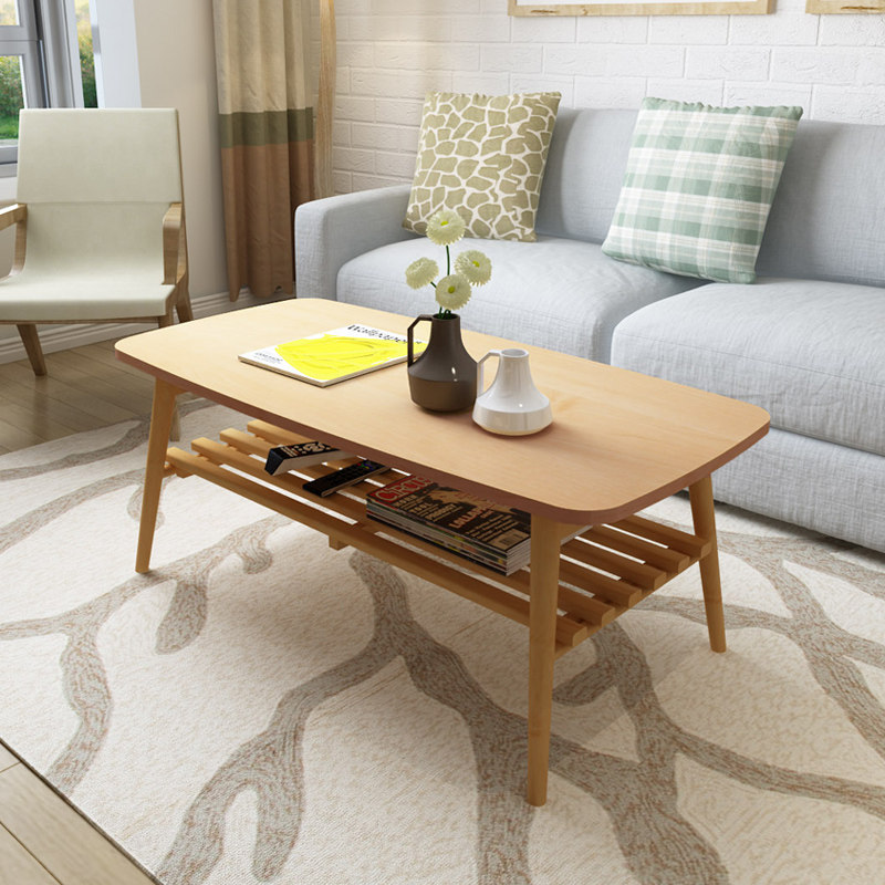 Japanese double-decker coffee table small apartment Nordic living room ...