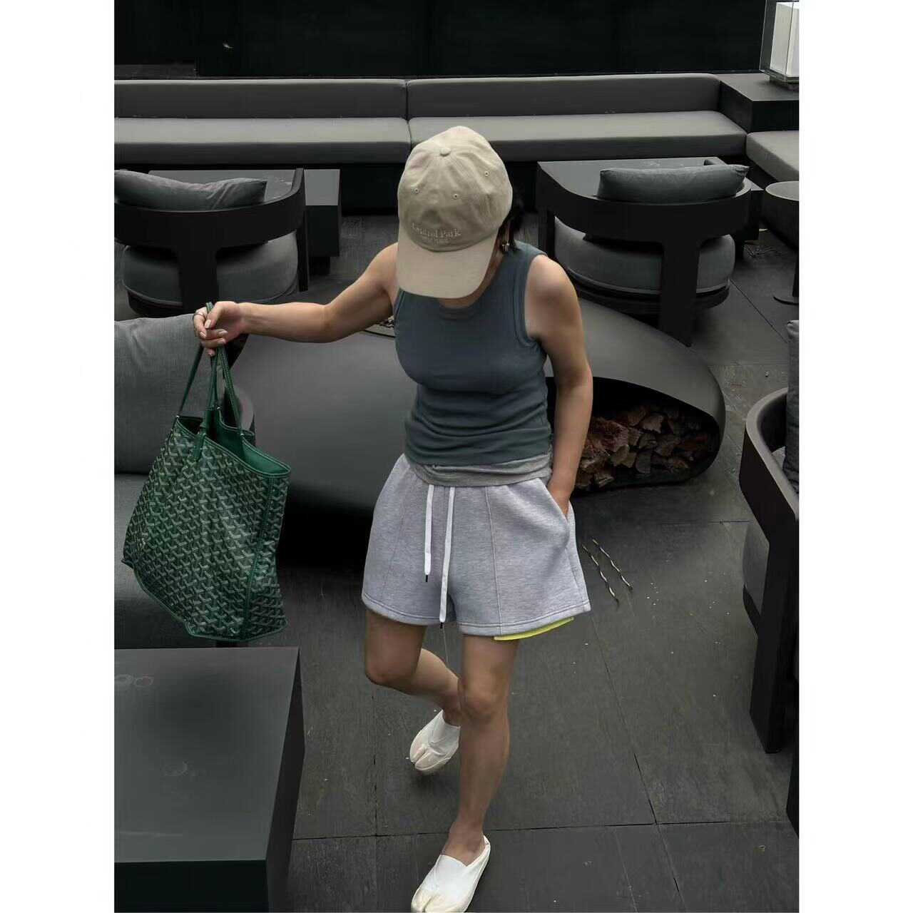 现货BS0175韩国代购女装2024夏季新款松紧抽绳黄色口袋短裤休闲裤-Taobao