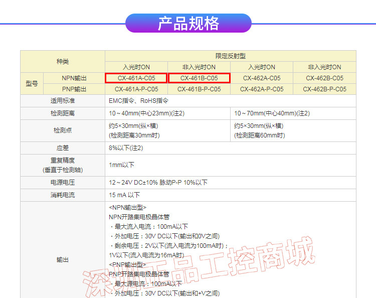 Original authentic Panasonic CX-461A-C05 CX-461B-C05 photoelectric ...