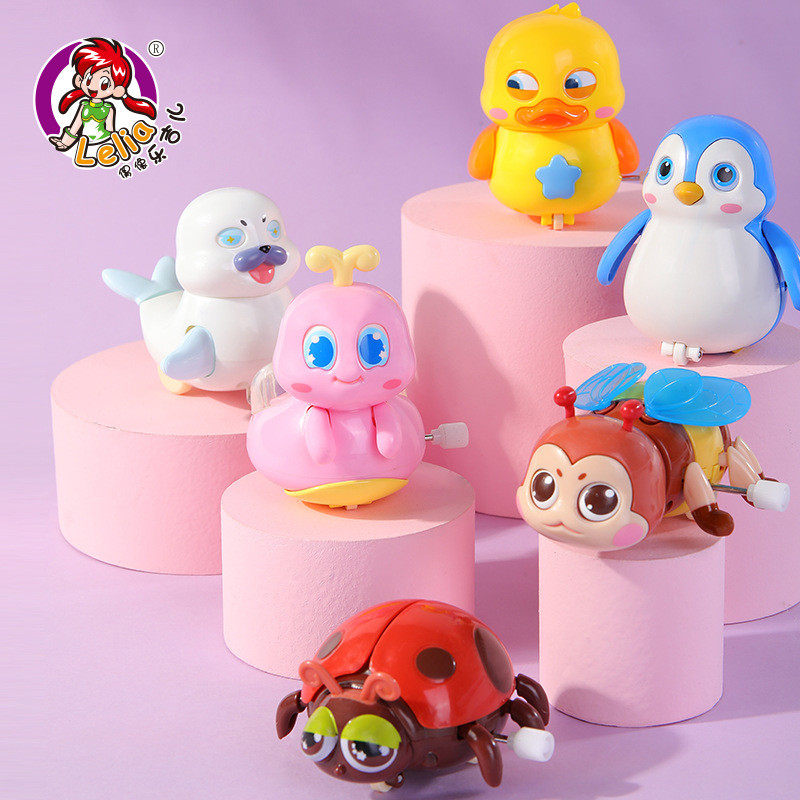 Lucky girl simulation wind-up toys: honeybee, snail, penguin, ladybug – bobblehead action with ...