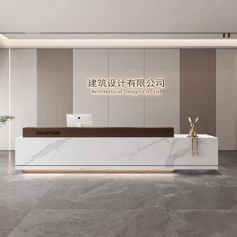 中式现代美学前台接待台： 办公空间的艺术品，你的物业中心也能成为网红打卡点！🌟-收银台-淘宝好物网