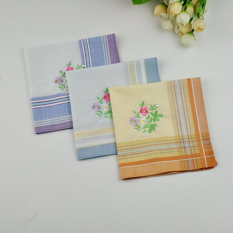 [USD 9.88] Embroidery handkerchief cotton lady sweat convenient small ...