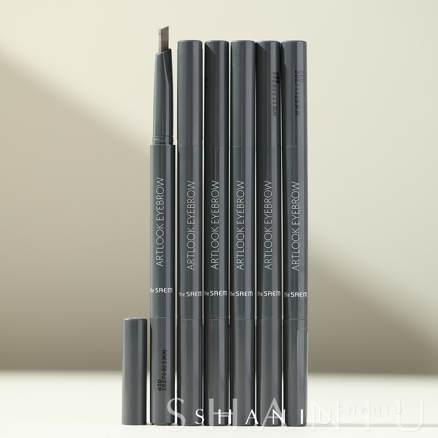 🌟 Long-lasting waterproof, gray-brown double-ended eyebrow pencil 🌟