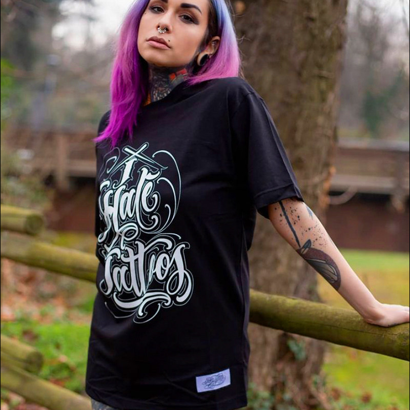 Oversize loose shoulder large size t-shirt tattoo tattoo artist Chicano ...