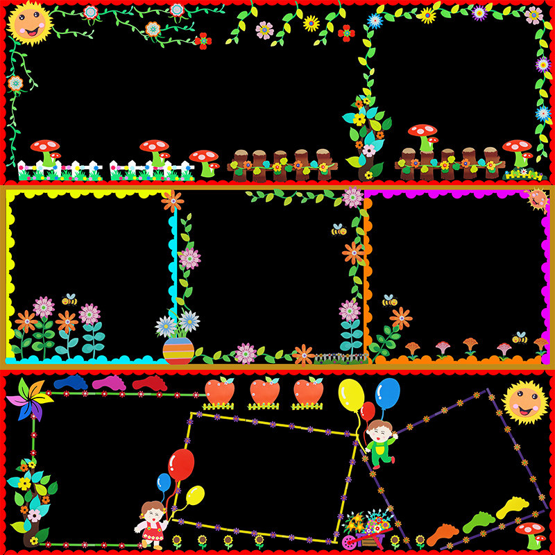 Kindergarten decoration classroom decoration blackboard newspaper ...