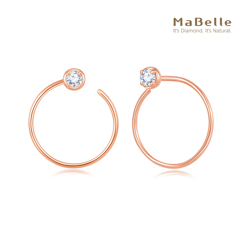MaBelle 18K玫瑰金小清新钻石耳钉，简约时尚如何选？💖-耳饰-淘宝好物网