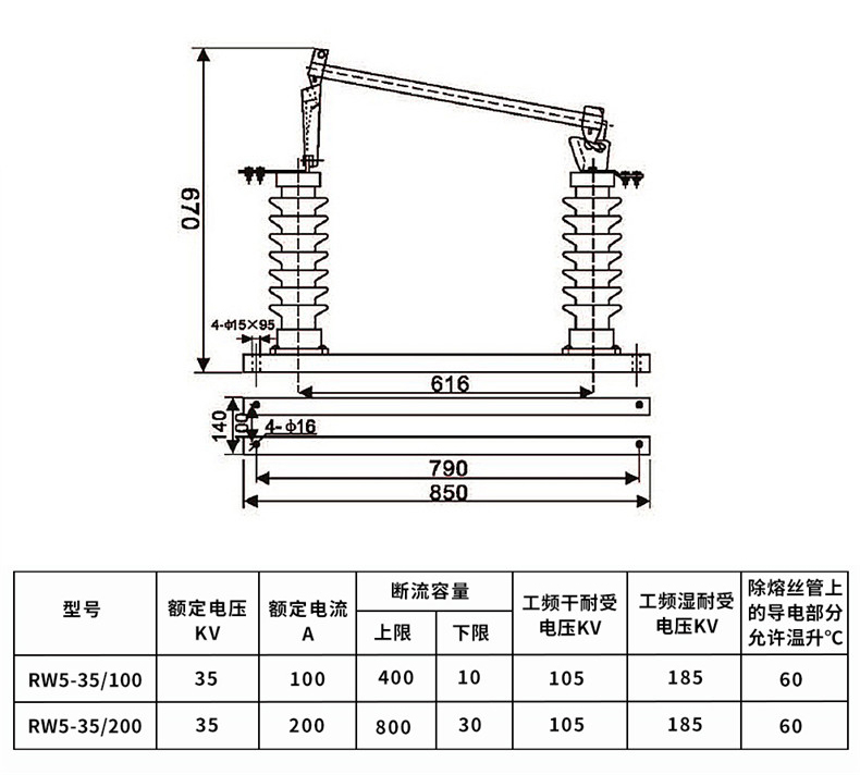 户外高压熔断器RW5-35/100A 200A跌落式熔断器RW5-40.5 /200A 7型-阿里巴巴