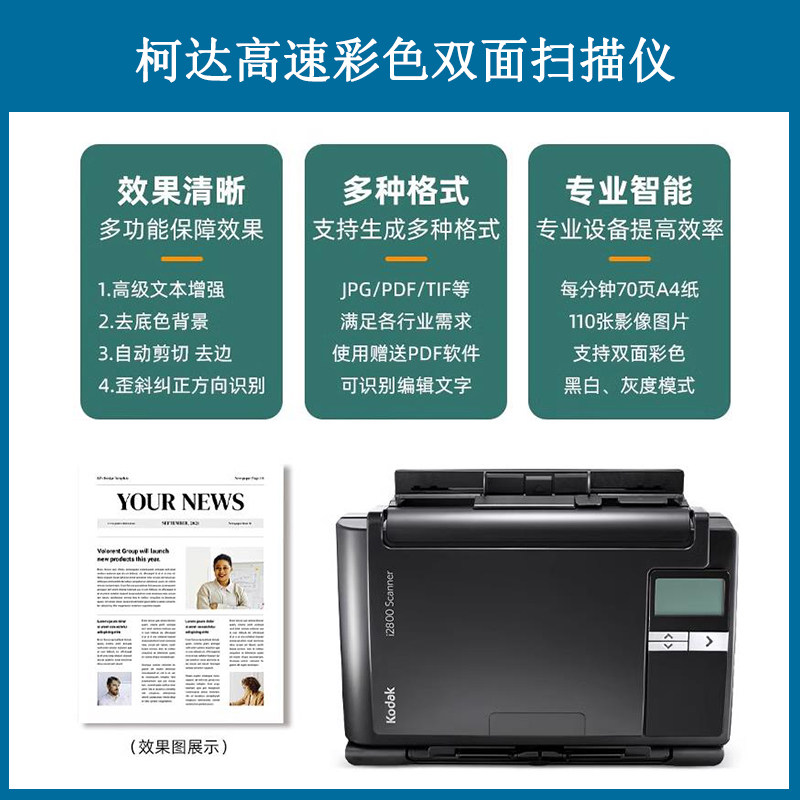 Kodak i2400/2600/2800 扫描仪：A4高速自动连续双面彩色文件扫描神器，效率翻倍的秘密武器！-扫描仪-淘宝百科网