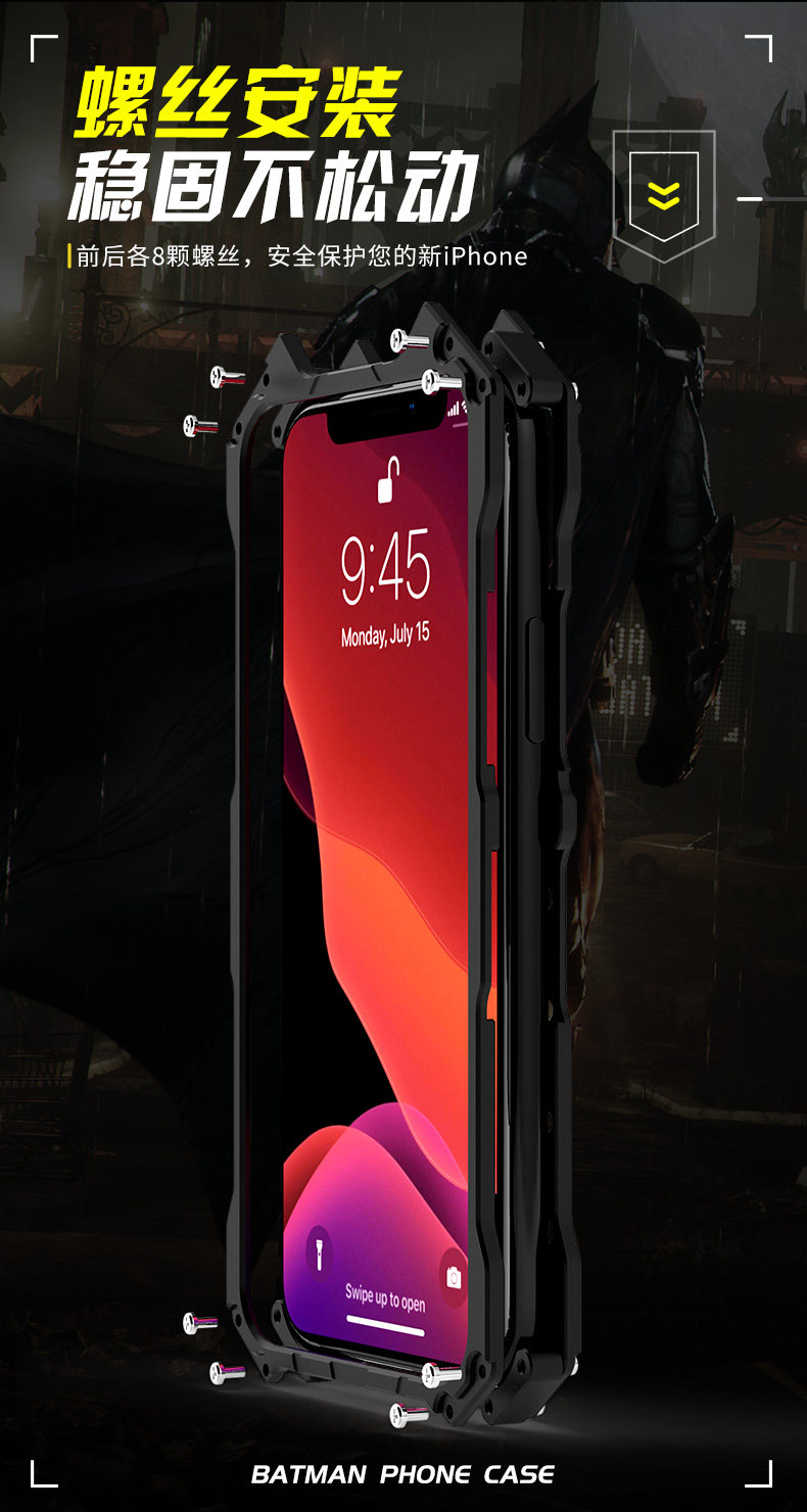 R-Just Batman Shockproof Aluminum Shell Metal Case with Custom Bataran ...