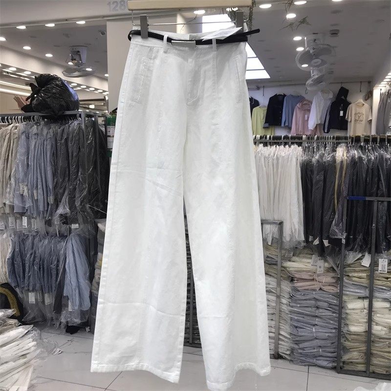 WUZHINVHAI物质女孩85529夏款配腰带天丝高腰阔腿裤女025宽松长裤