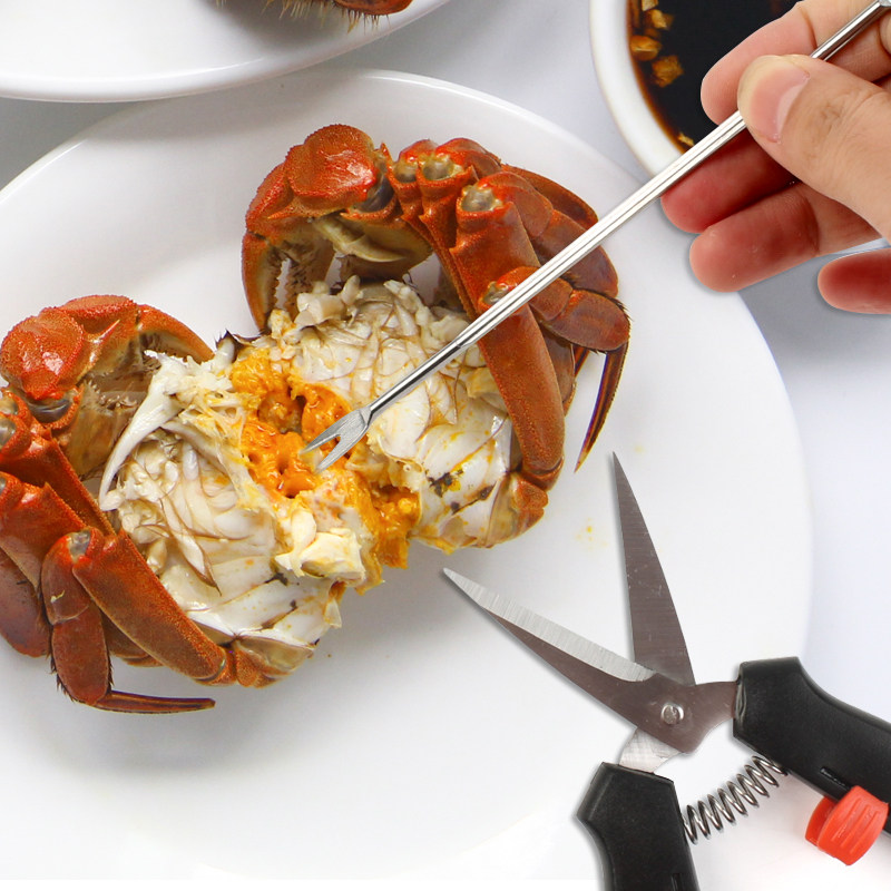 [USD 8.94] Stainless steel eating crab tool crab clip lobster scissors ...