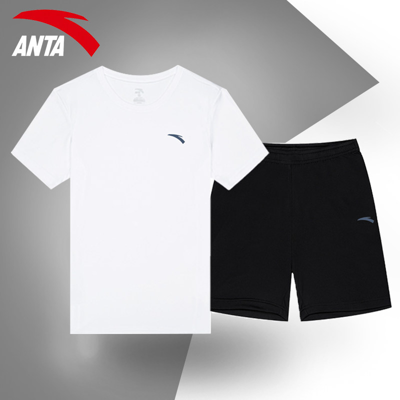 Anta sports suit Men's short-sleeved shorts men's summer breathable ...