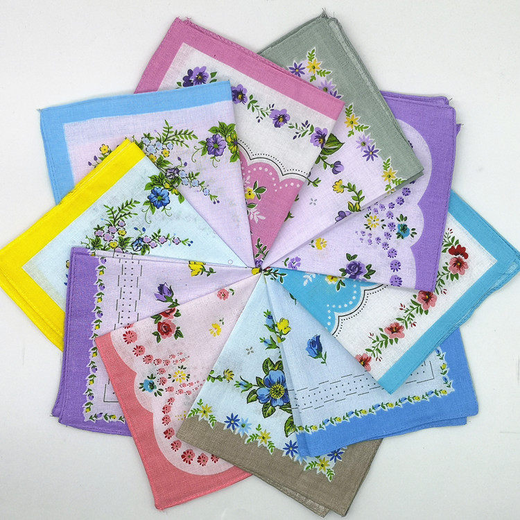 10 small broken flower handkerchief straight edge old cotton lady ...