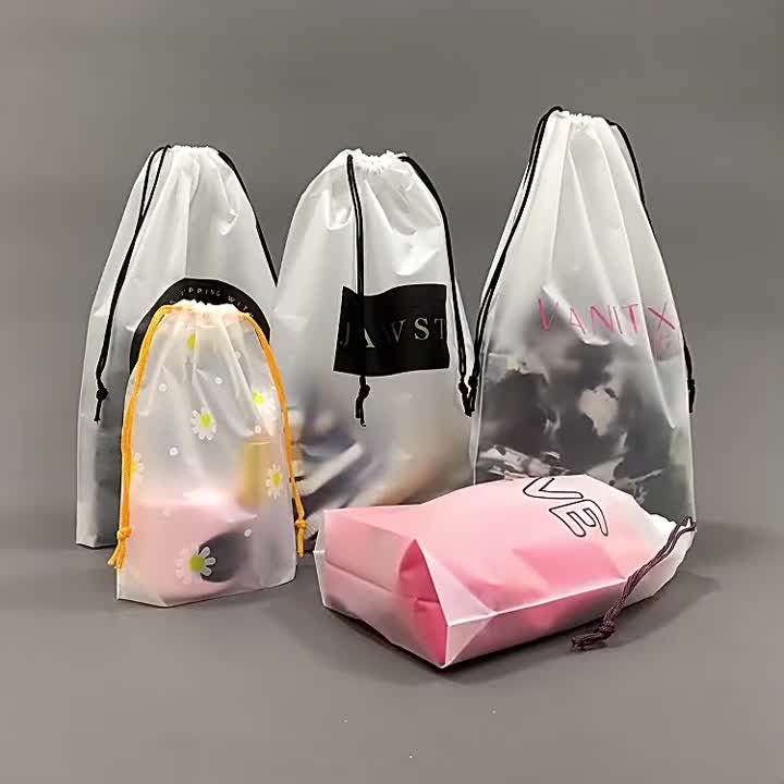 Custom Large Plastic Drawstring Bag With Custom Printed Logo Pe Plastic ...