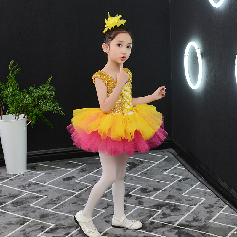 girls princess ballet chorus dresses Children's show dress sequined ...