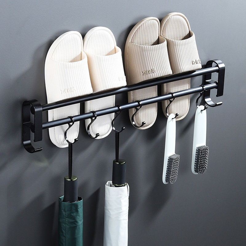 [USD 17.78] Bathroom Slipper Rack No Punch Space Aluminum Toilet Rear ...